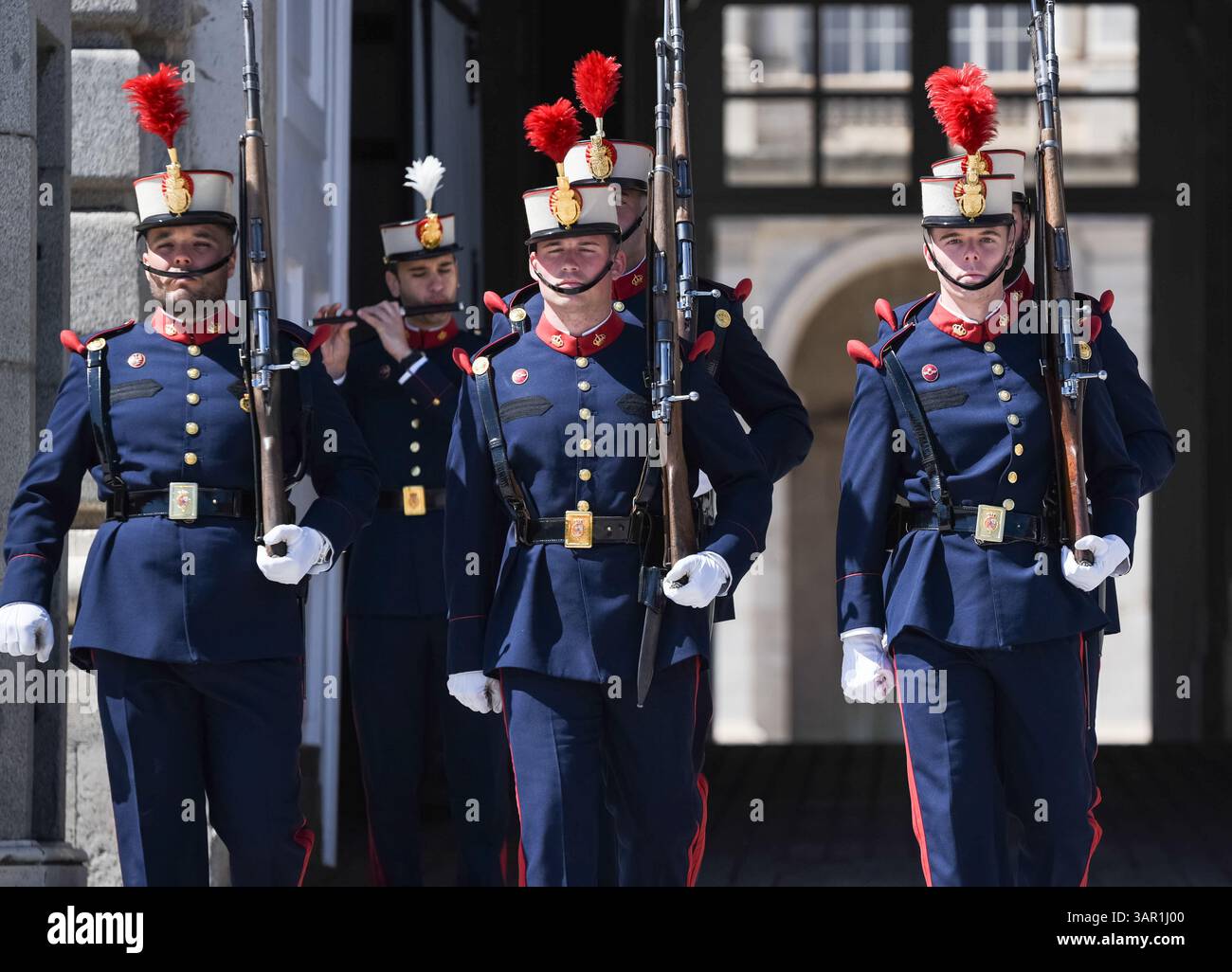 Sentries and members of the Royal Guard performing the changing of the ...