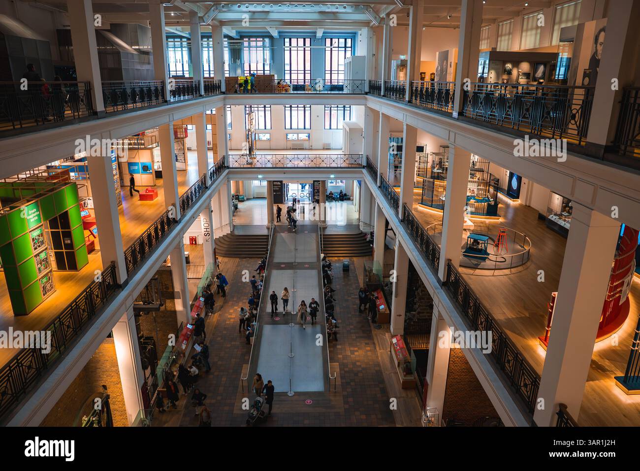 Interior of the Science Museum in London with Visitors and Exhibits ...