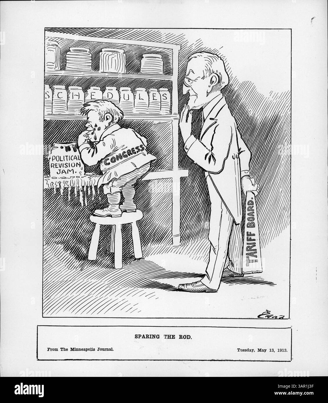 This political cartoon depicts President Wilson holding the Tariff ...