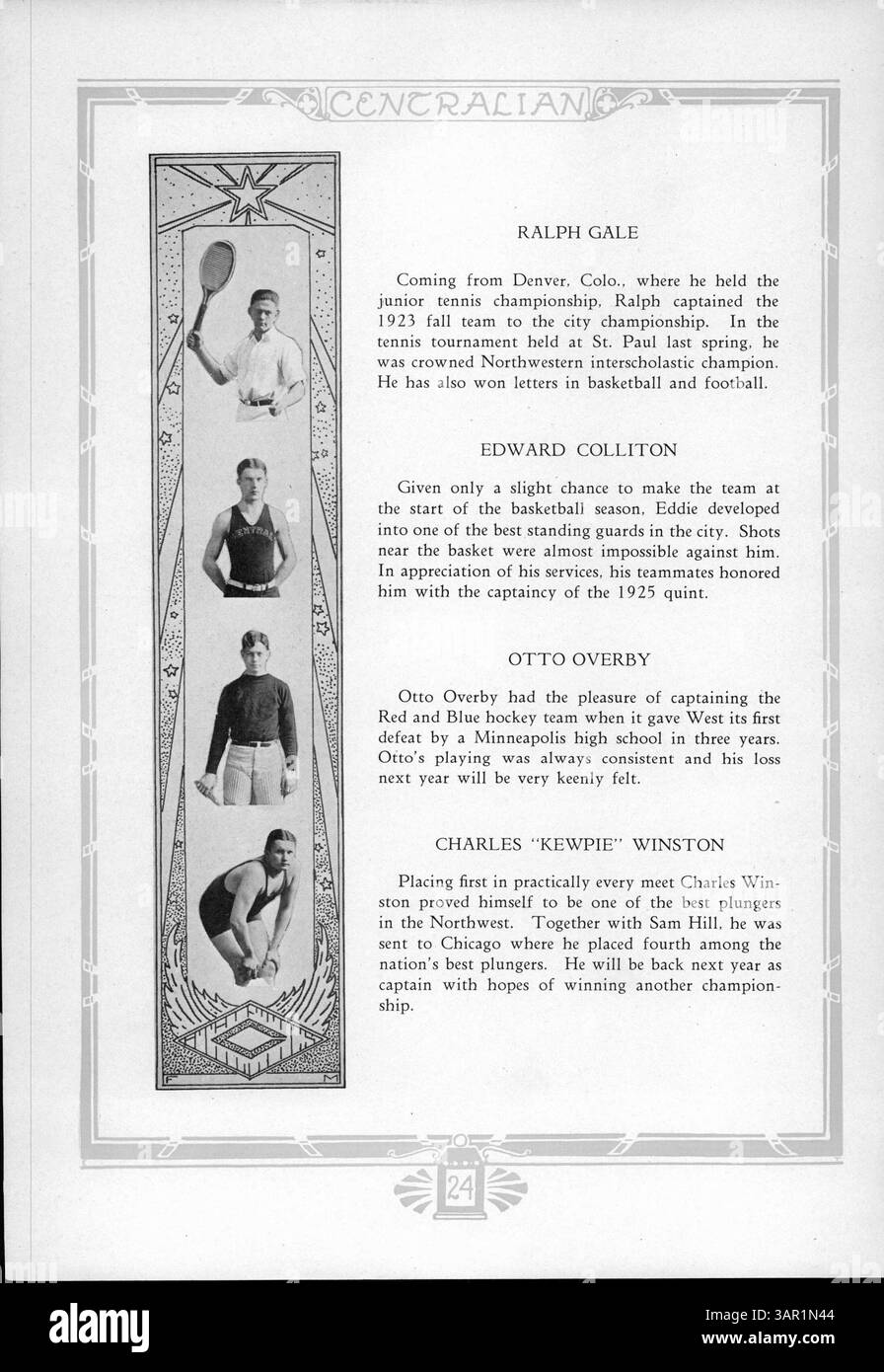 The 1924 Centralian yearbook from Central High School records students, teachers, athletics ...