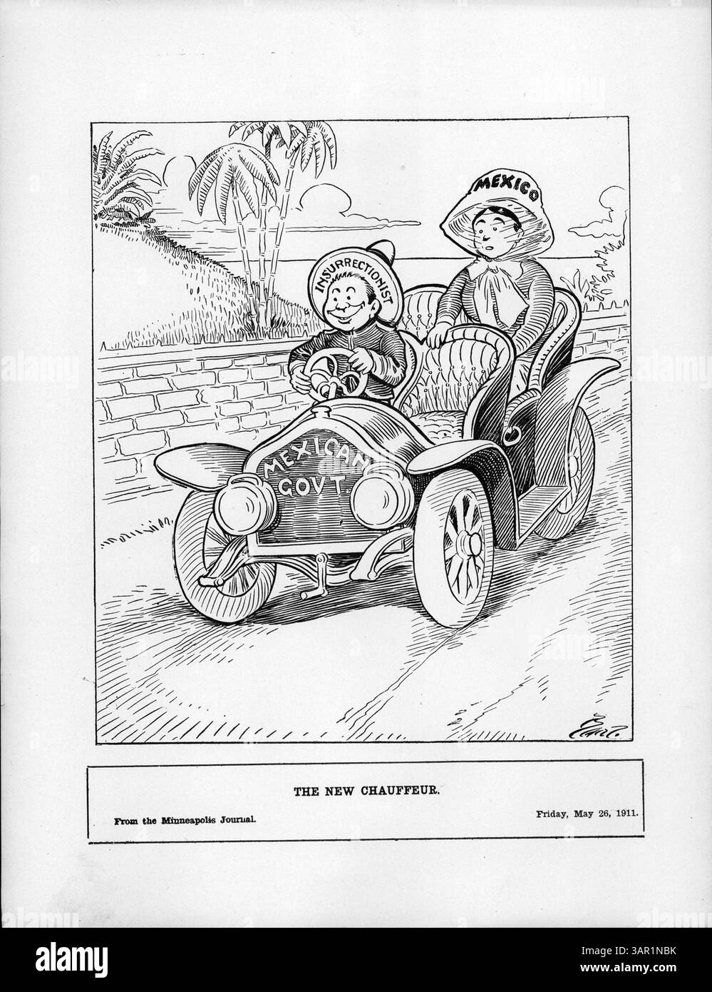 This political cartoon depicts a chauffeur driving a car labeled ...