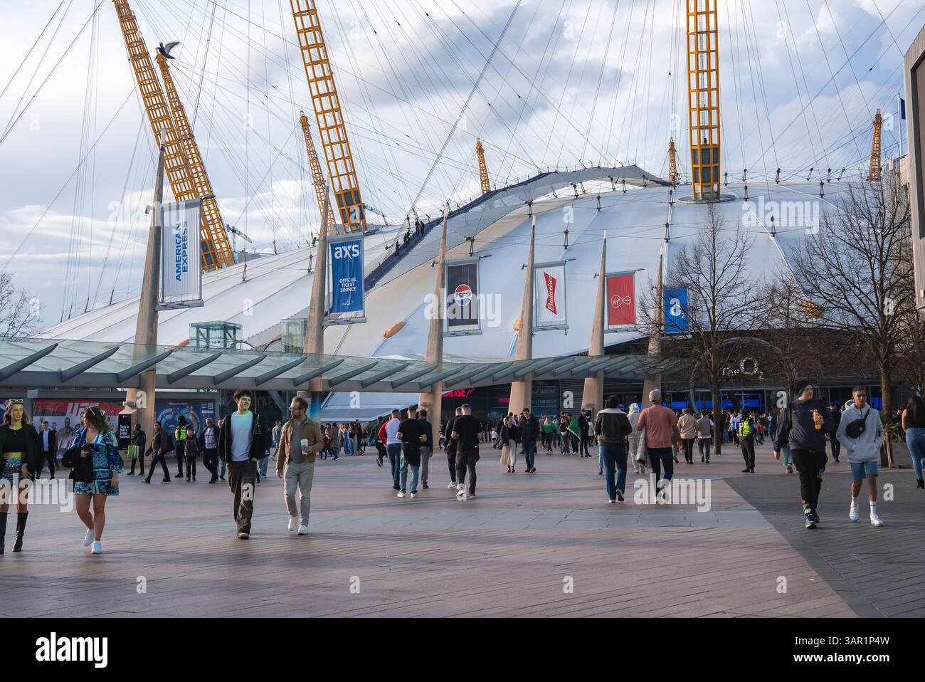 O2 Arena in London with Plaza and Covered Walkway Under Cloudy Sky ...