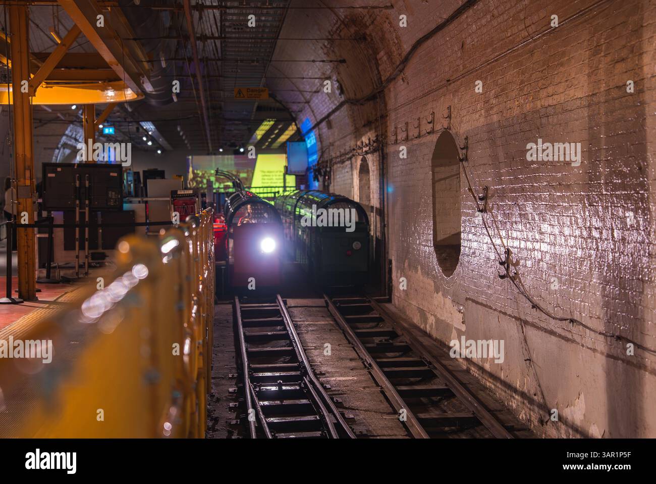 Mail Rail Tunnel with Green Train Carriages in London, UK Stock Photo ...