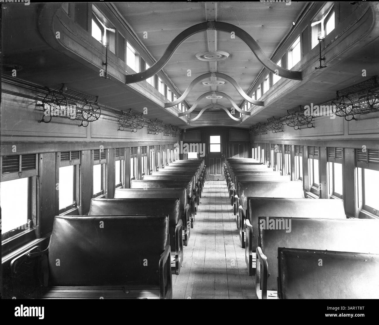 This photograph captures the interior of one of the early passenger ...