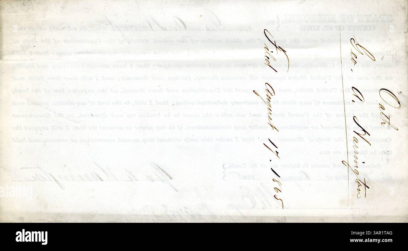 This document records Geo. A. Harrington’s sworn oath of loyalty to the ...