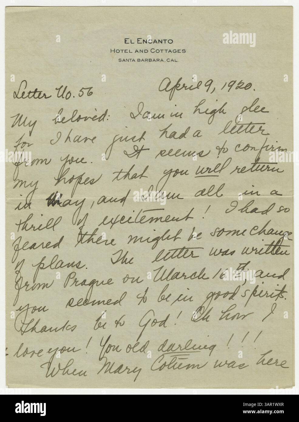 Sara writes to Ernst Filsinger from Santa Barbara, sharing news of her ...