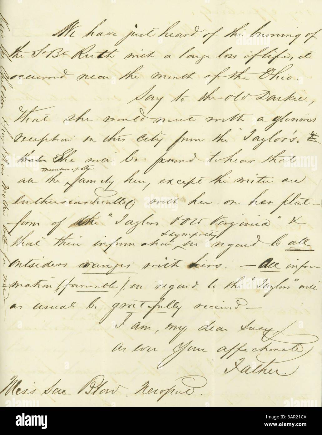 This letter from Henry T. Blow to his wife Susan (Susy) discusses ...