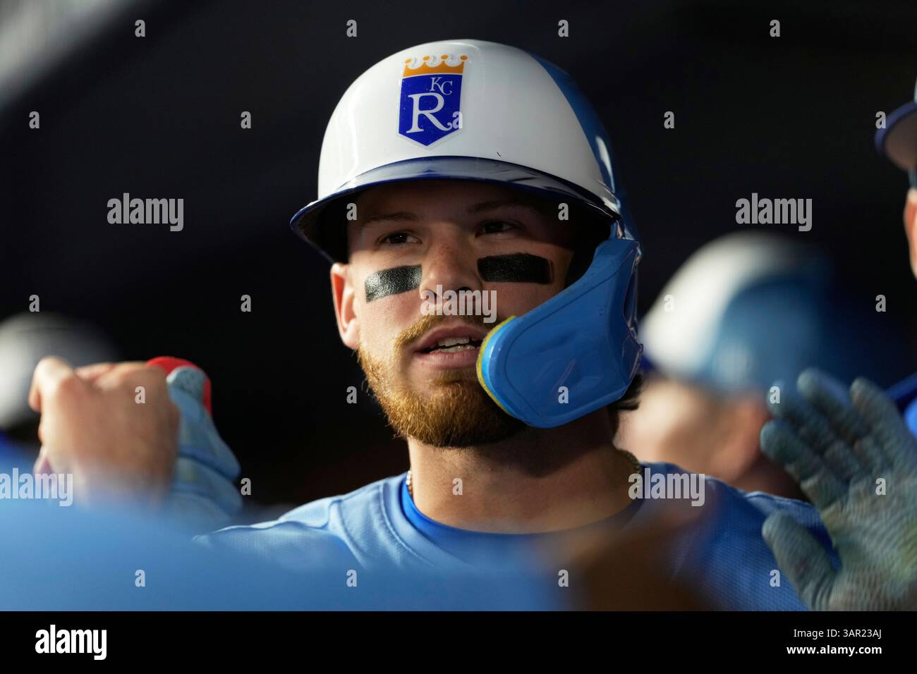 Kansas City Royals' Bobby Witt Jr. celebrates his solo home run during ...