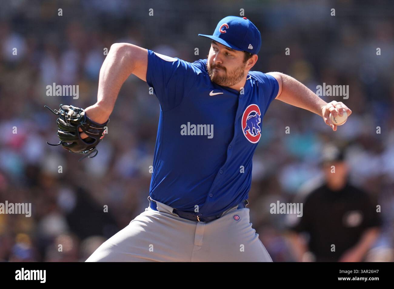 Chicago Cubs relief pitcher Luke Little works against a San Diego ...