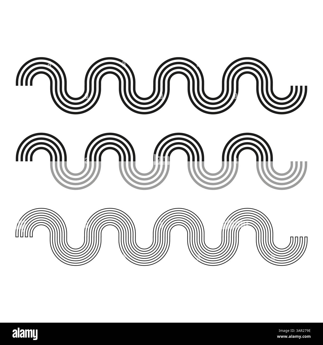 Wavy Line Patterns Monochrome Flow Stripes Vector Seamless Curves Stock Vector Image And Art Alamy