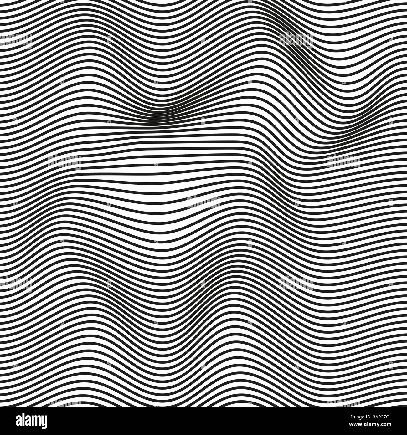 Dense wavy pattern. Vector line design. Black on white background ...