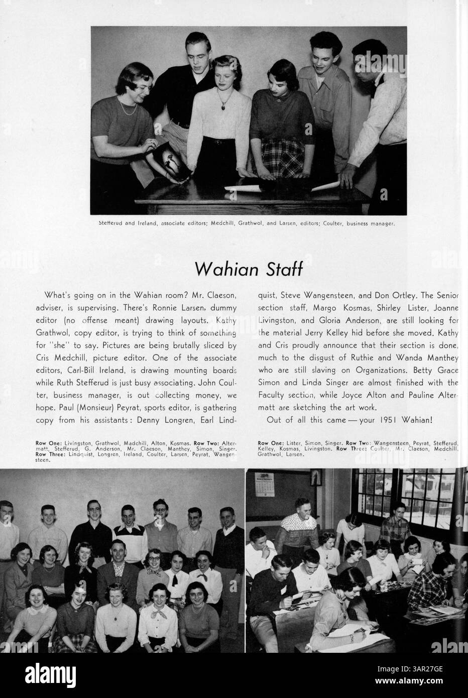 This 1951 high school yearbook from Washburn High School documents the ...