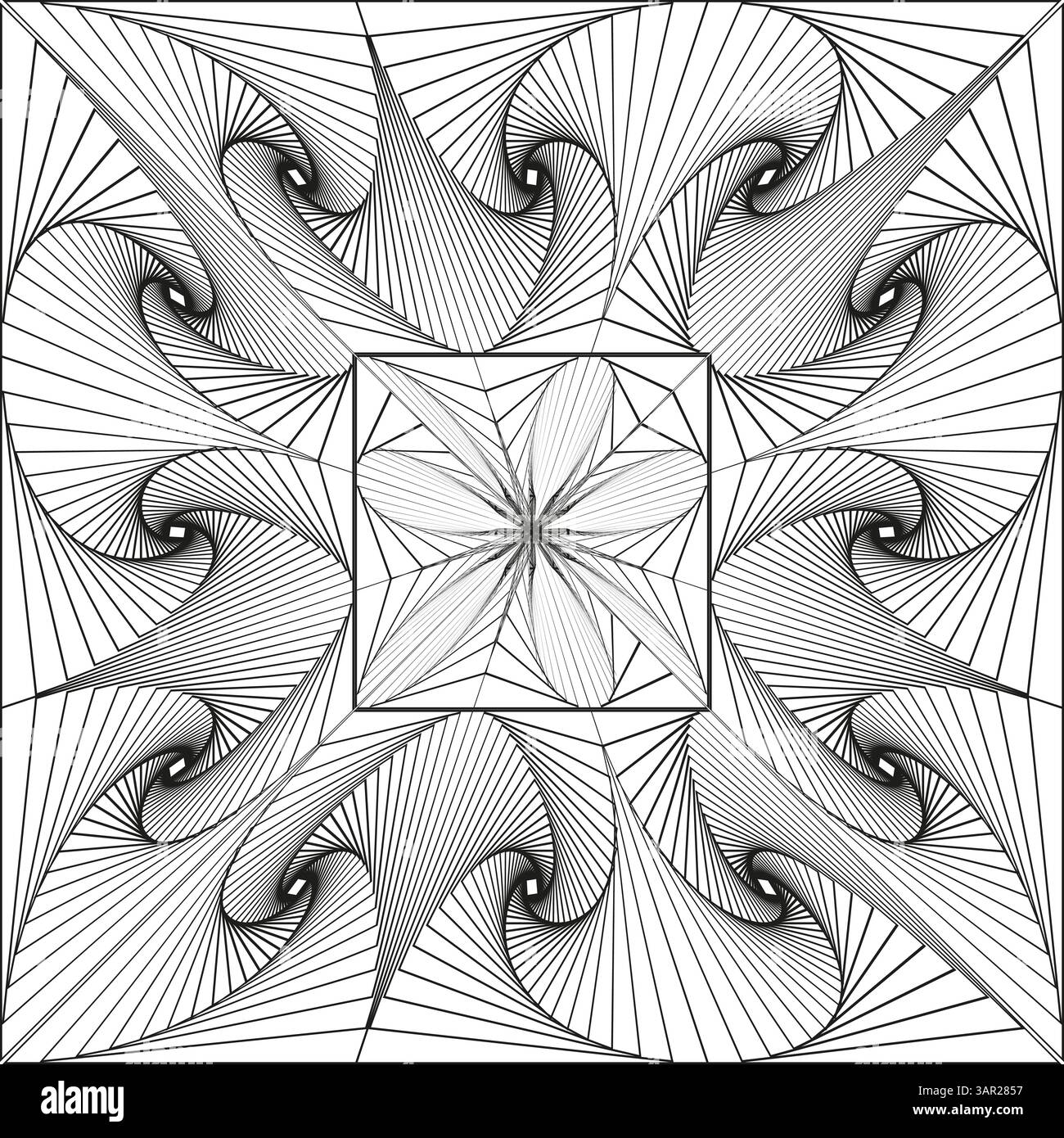 Star center shape. Swirl frame layout. Abstract vector pattern. Sharp line detail Stock Vector ...