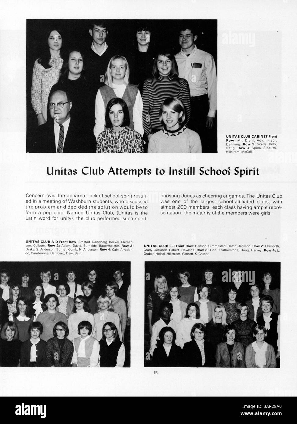 The 1967 Wahian yearbook from Washburn High School documents the major ...