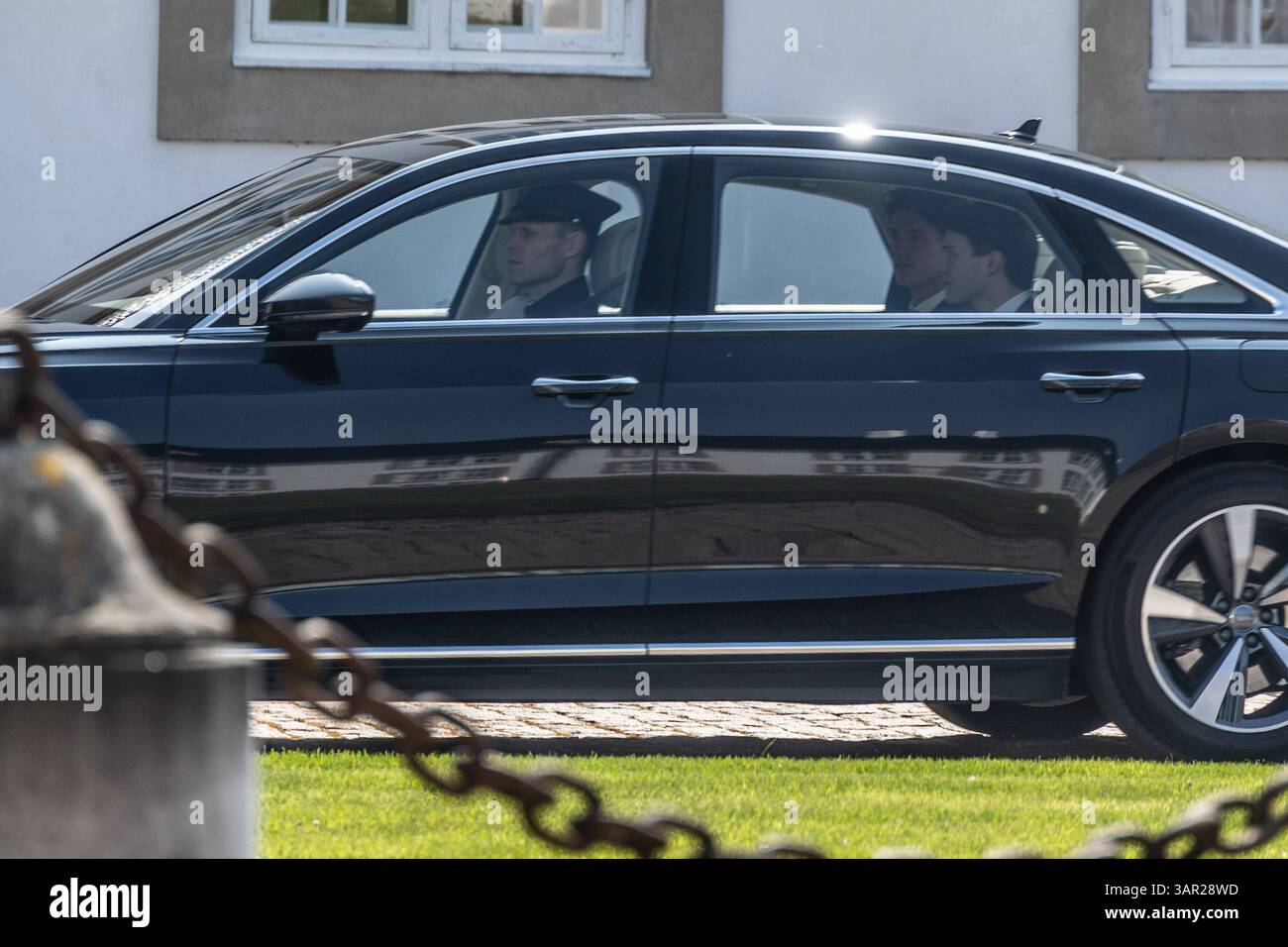Count Nikolai of Monpezat and Count Felix of Monpezat arrive by car for ...