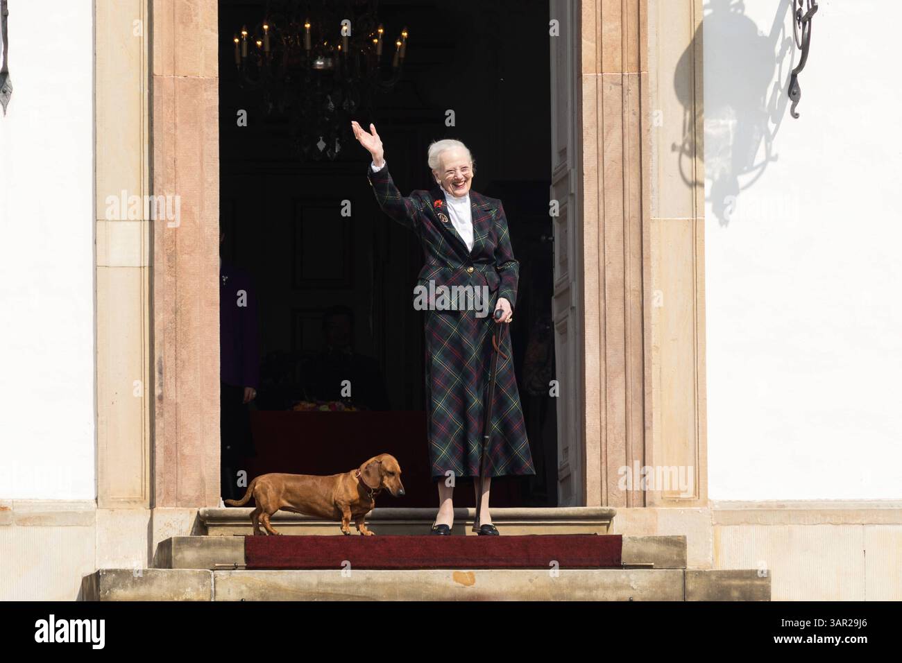HM Queen Margrethe turn 85 on 16 April. The Queen with her dog Tillia ...
