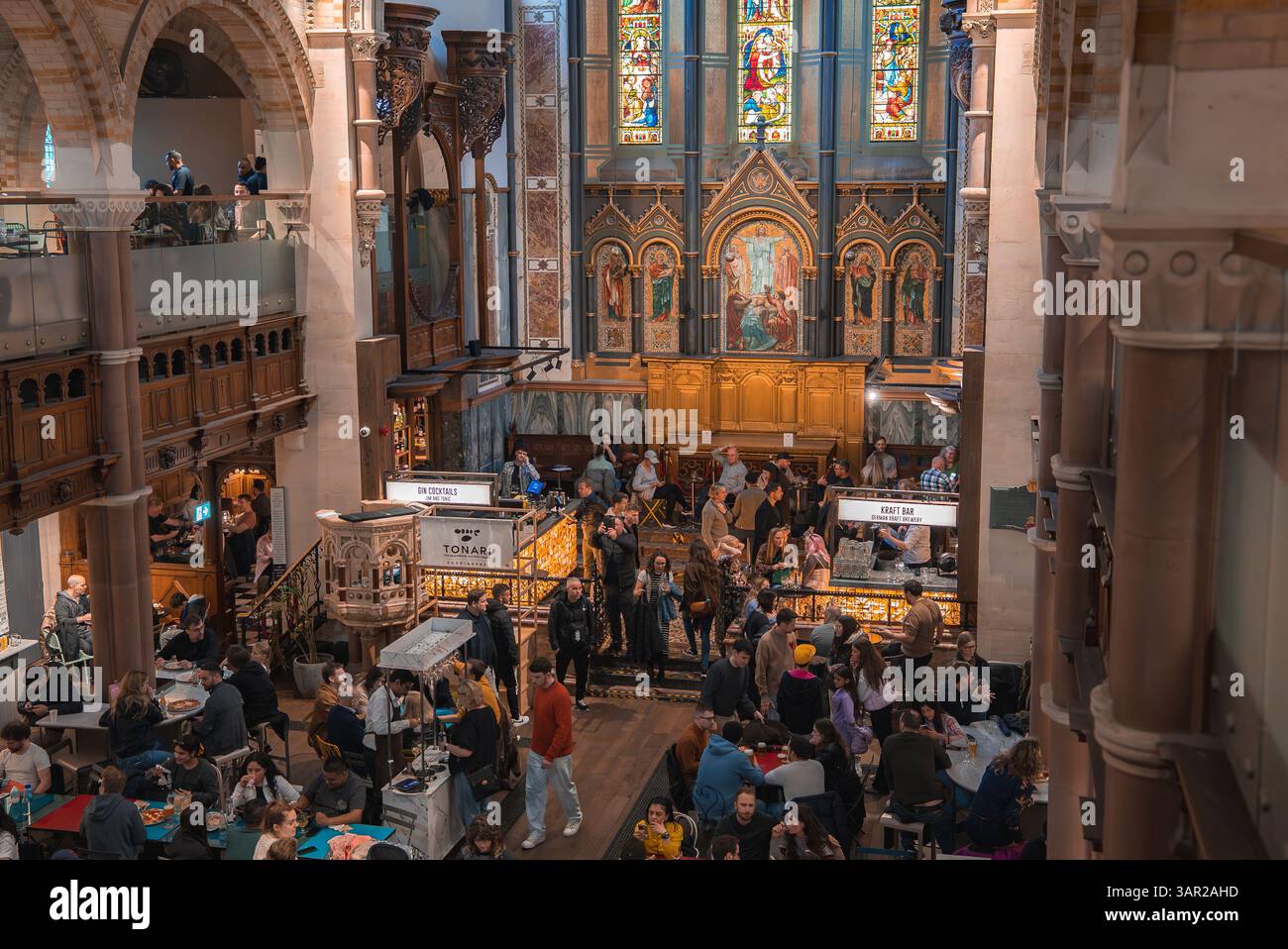 Indoor Market in Repurposed London Church with Gothic Architecture ...