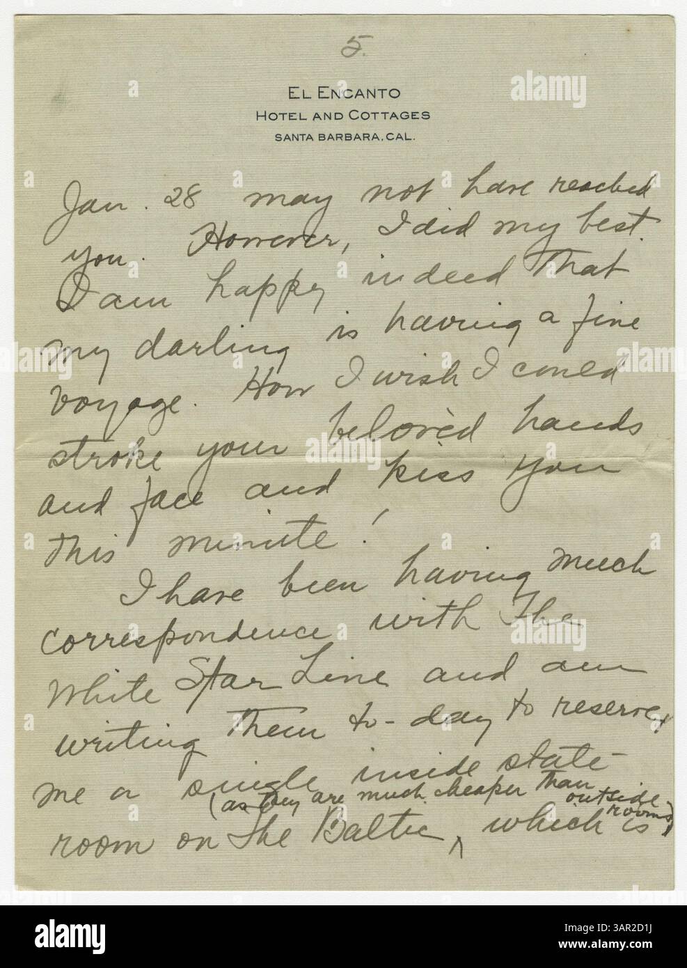 This letter from Sara in Santa Barbara to Ernst Filsinger, dated ...