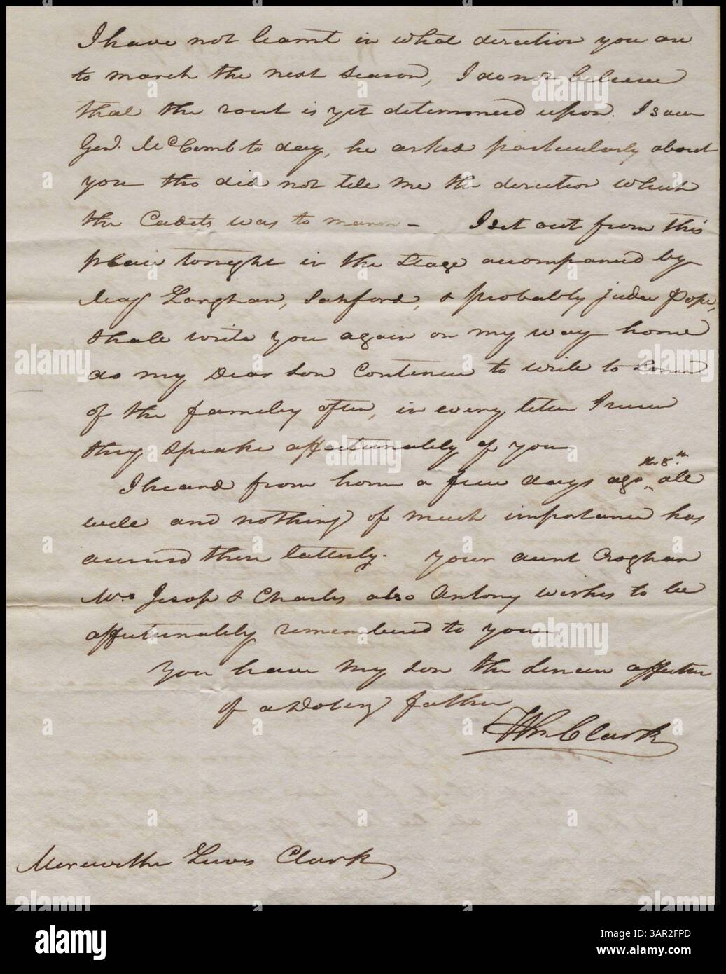 In this letter, William Clark informs Meriwether Lewis Clark of his ...