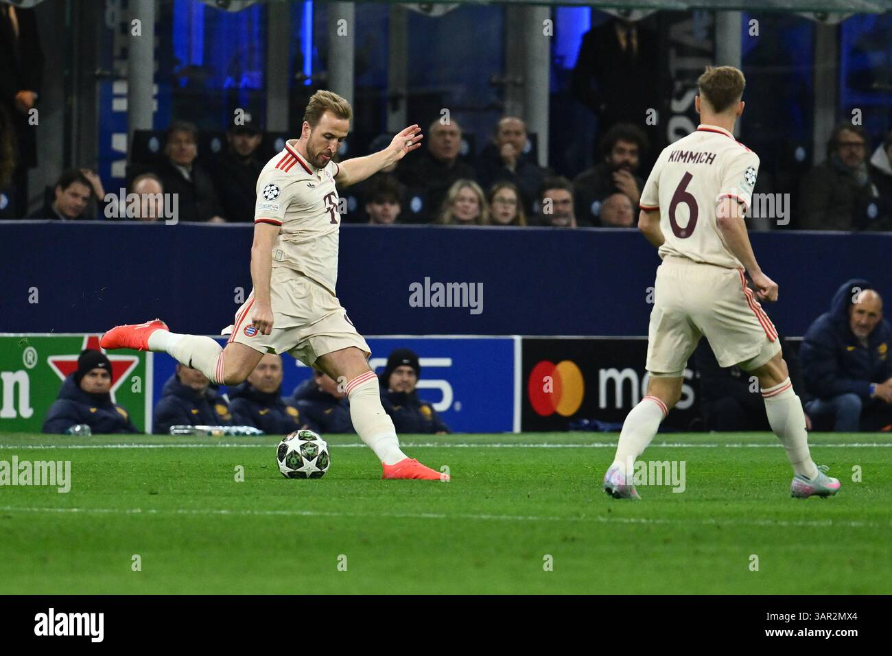 Milan, Italy. 17th Apr, 2025. Harry Kane of F.C. Bayern Munchen is in action during the UEFA ...