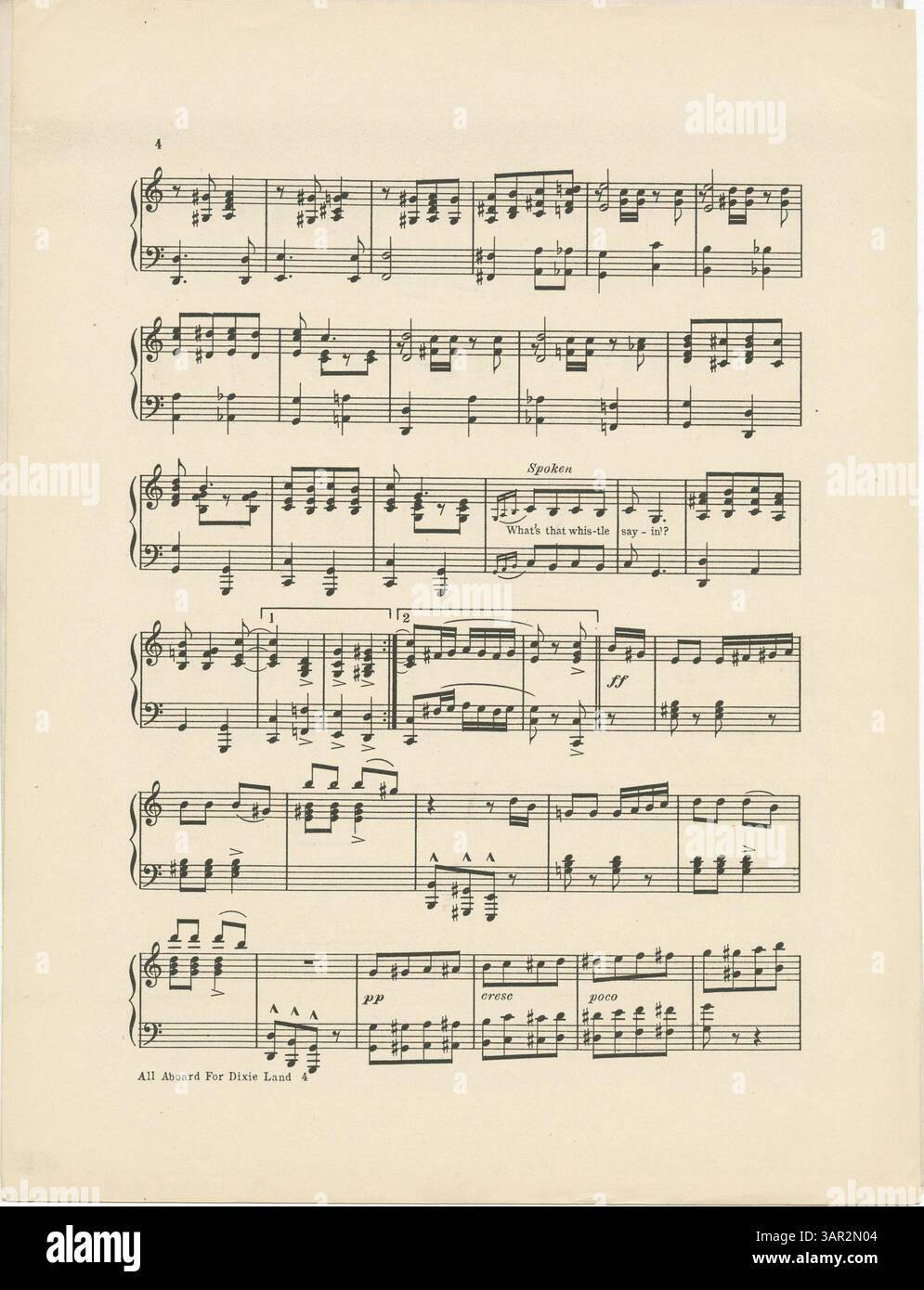 Sheet music for 'All Aboard for Dixie Land,' copyrighted in 1913, with ...