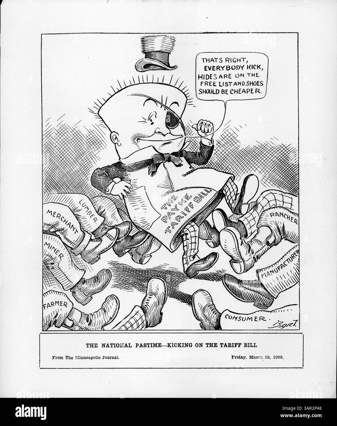 The political cartoon shows various groups, including ranchers ...