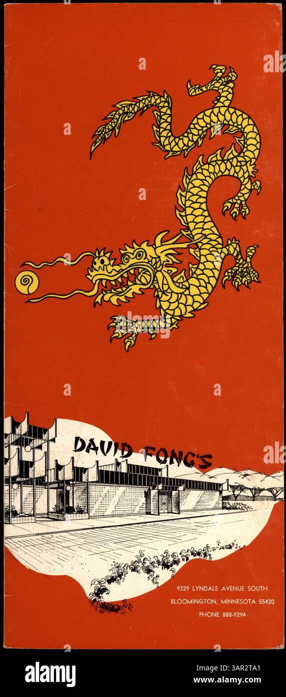 This tri-fold menu from David Fong's restaurant features a selection of ...