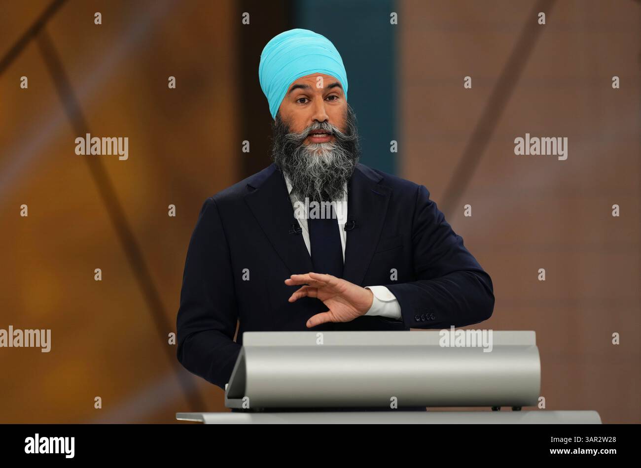 New Democratic Party Leader Jagmeet Singh participates in the French ...