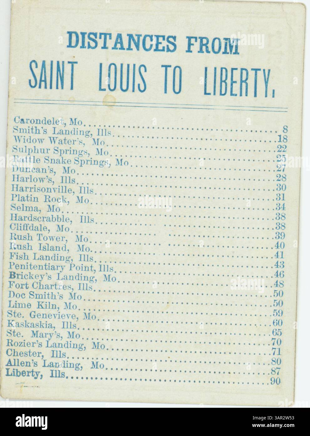 This card advertises the sailing of the steamboat Gold Finch, operating ...