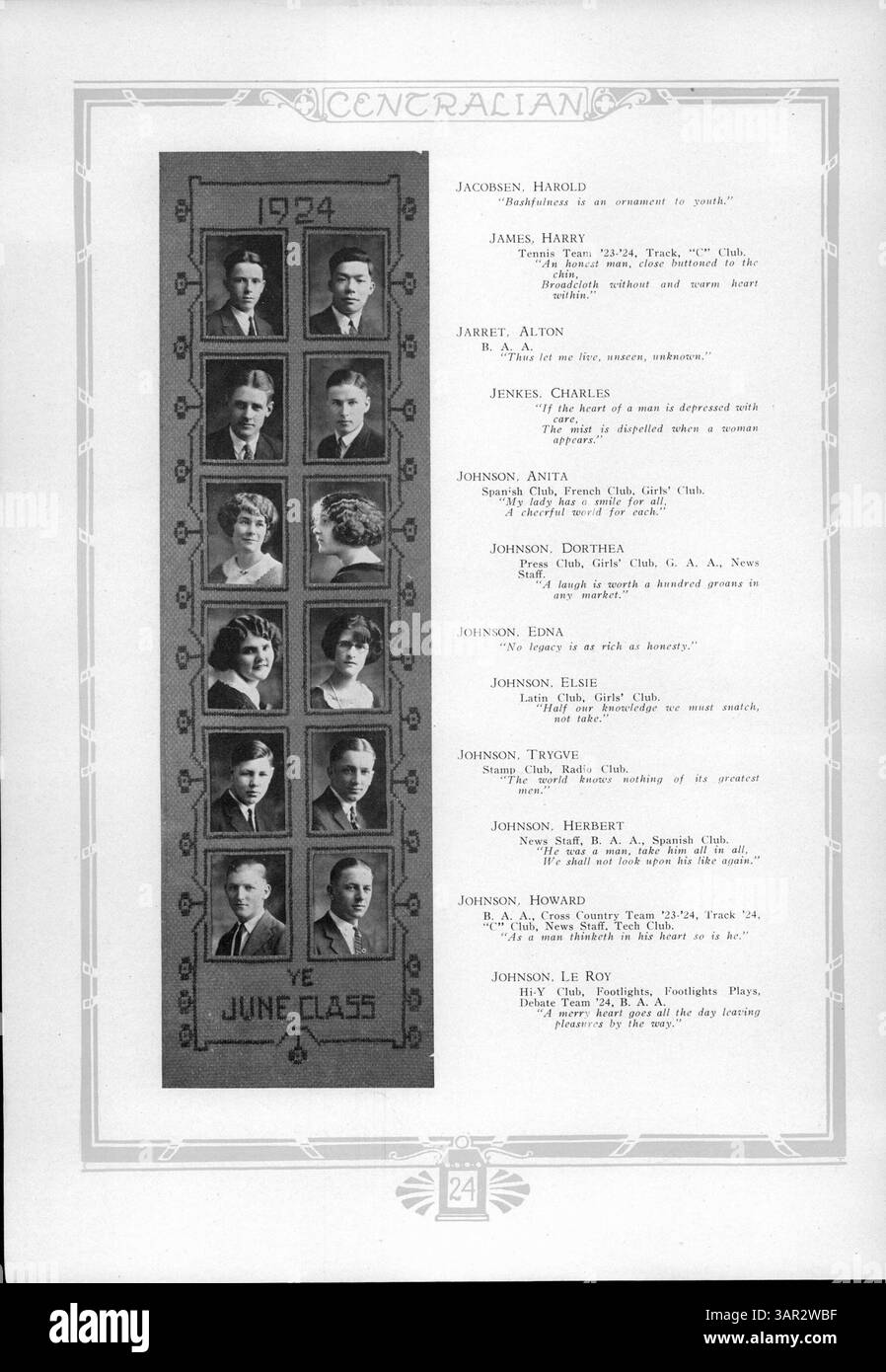 The 1924 Centralian yearbook of Central High School documents the ...