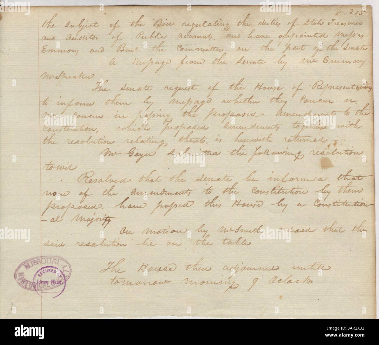 Minutes of the 1818 and 1820 Missouri House of Representatives meetings ...