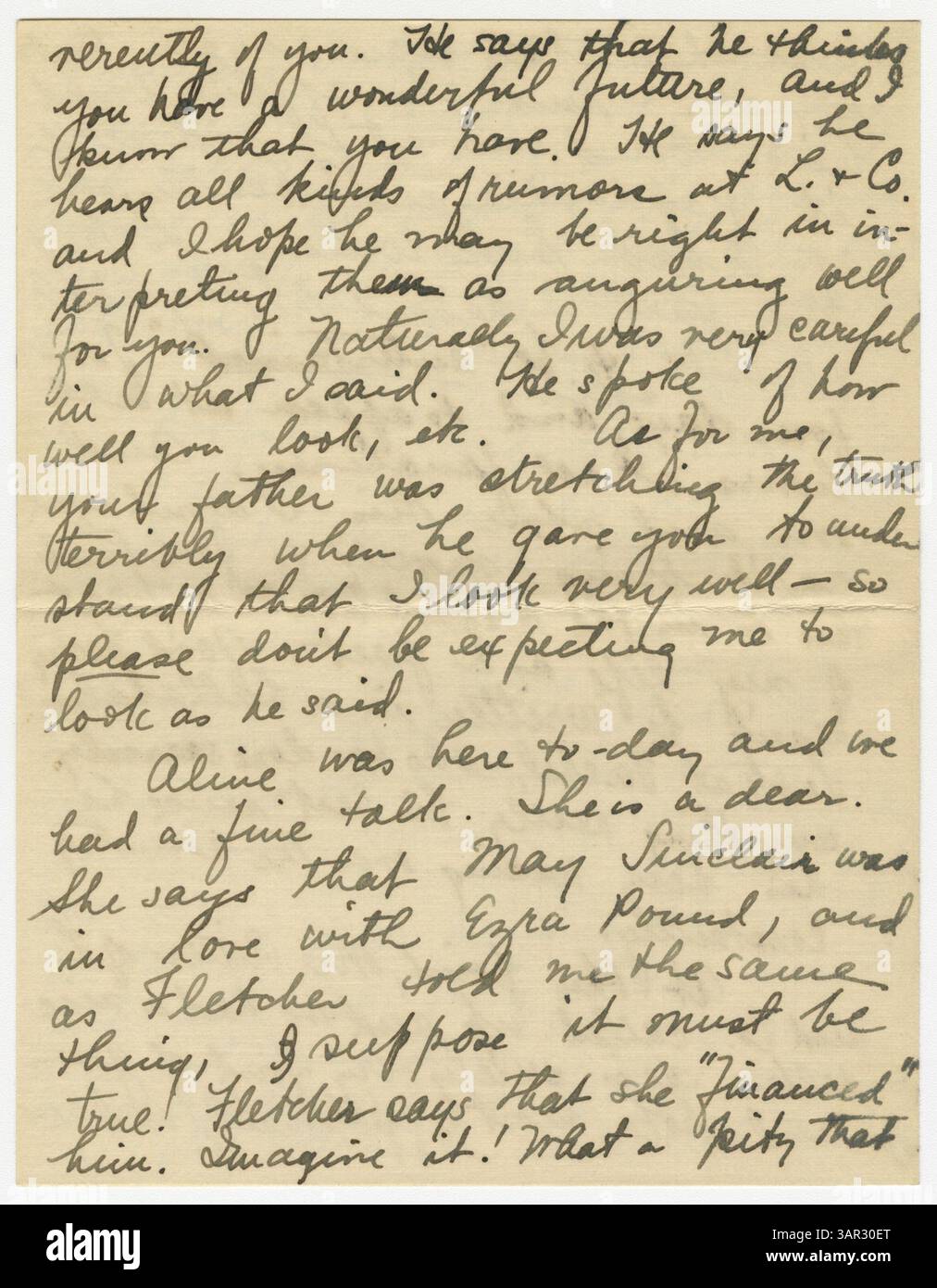 Sara Teasdale writes a letter to Ernst Filsinger from New York City ...