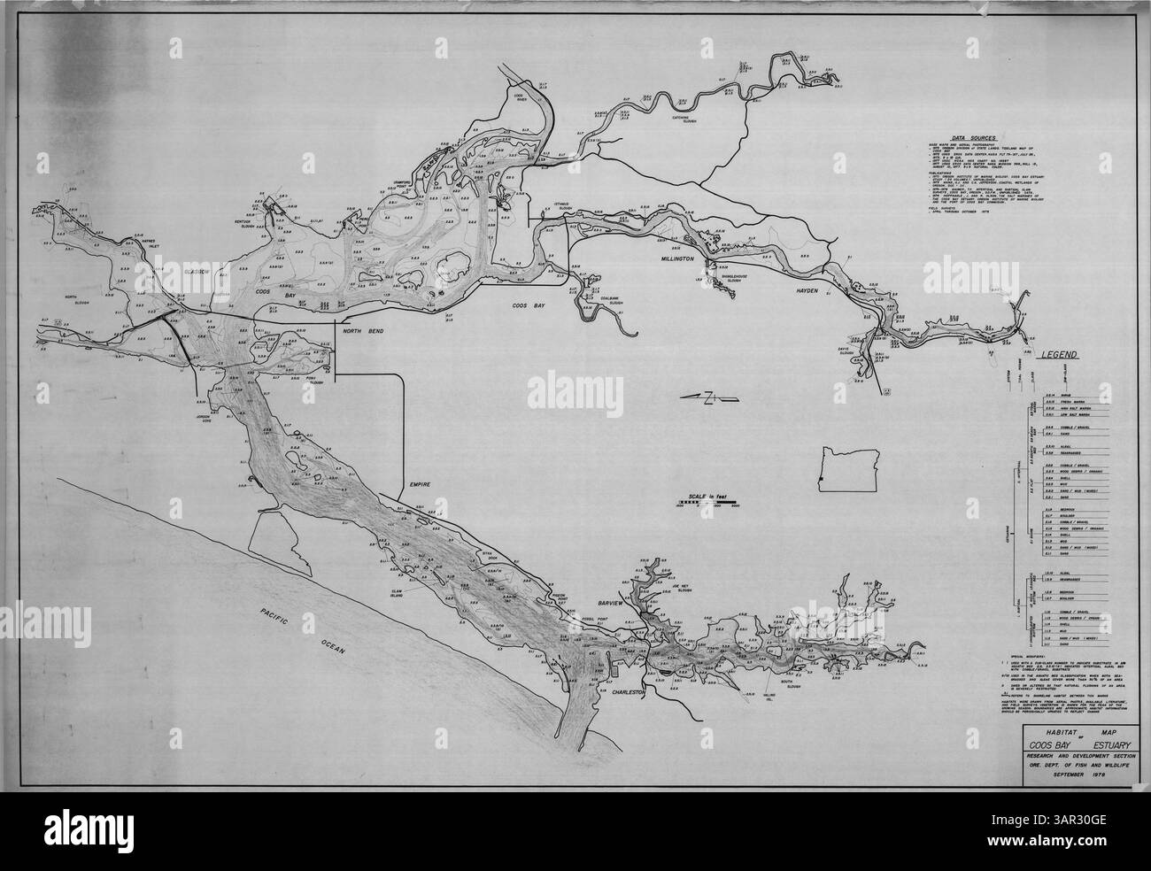 This habitat map of the Coos Bay Estuary shows ecological zones within ...