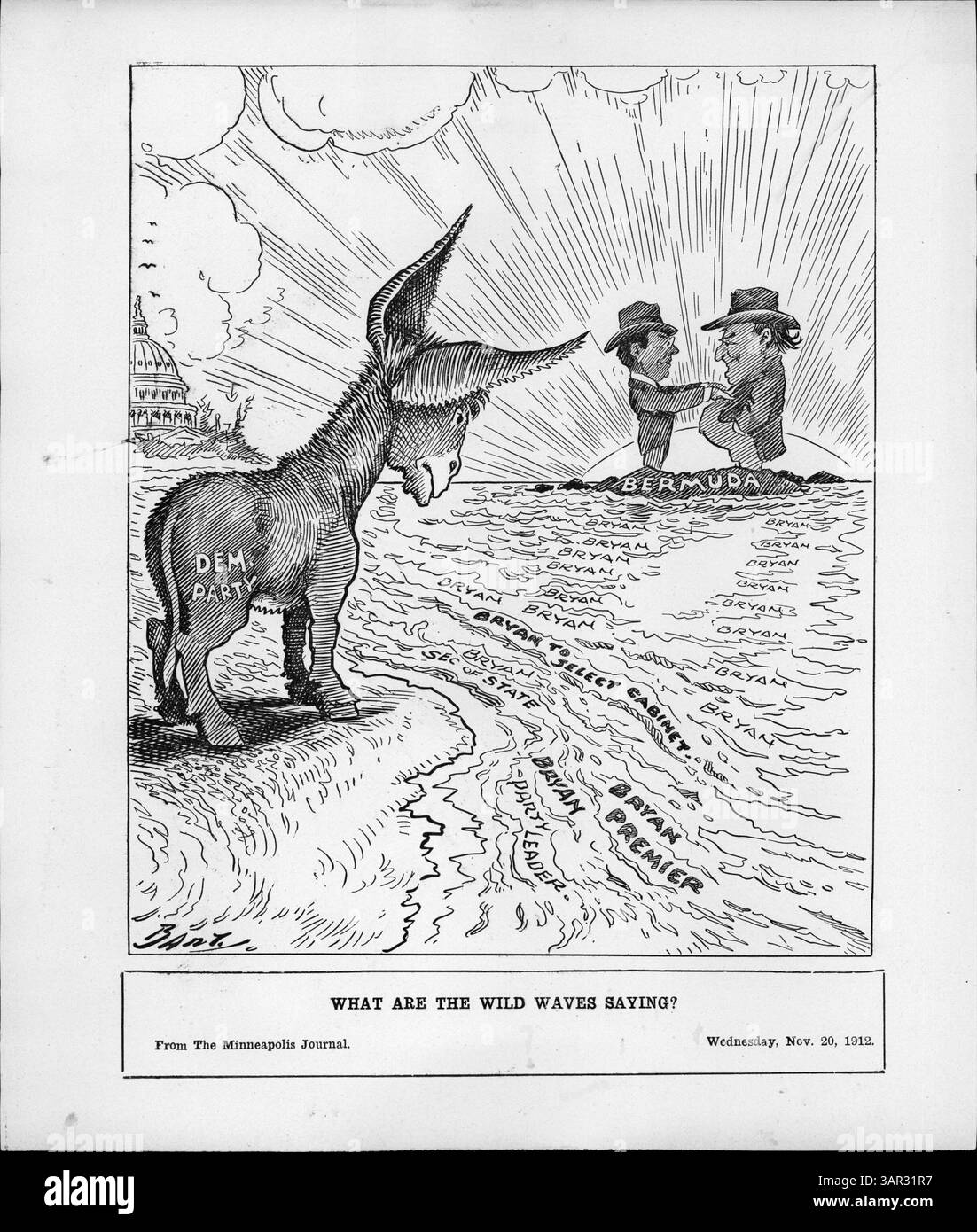 A political cartoon featuring the Democratic donkey contemplating the ...