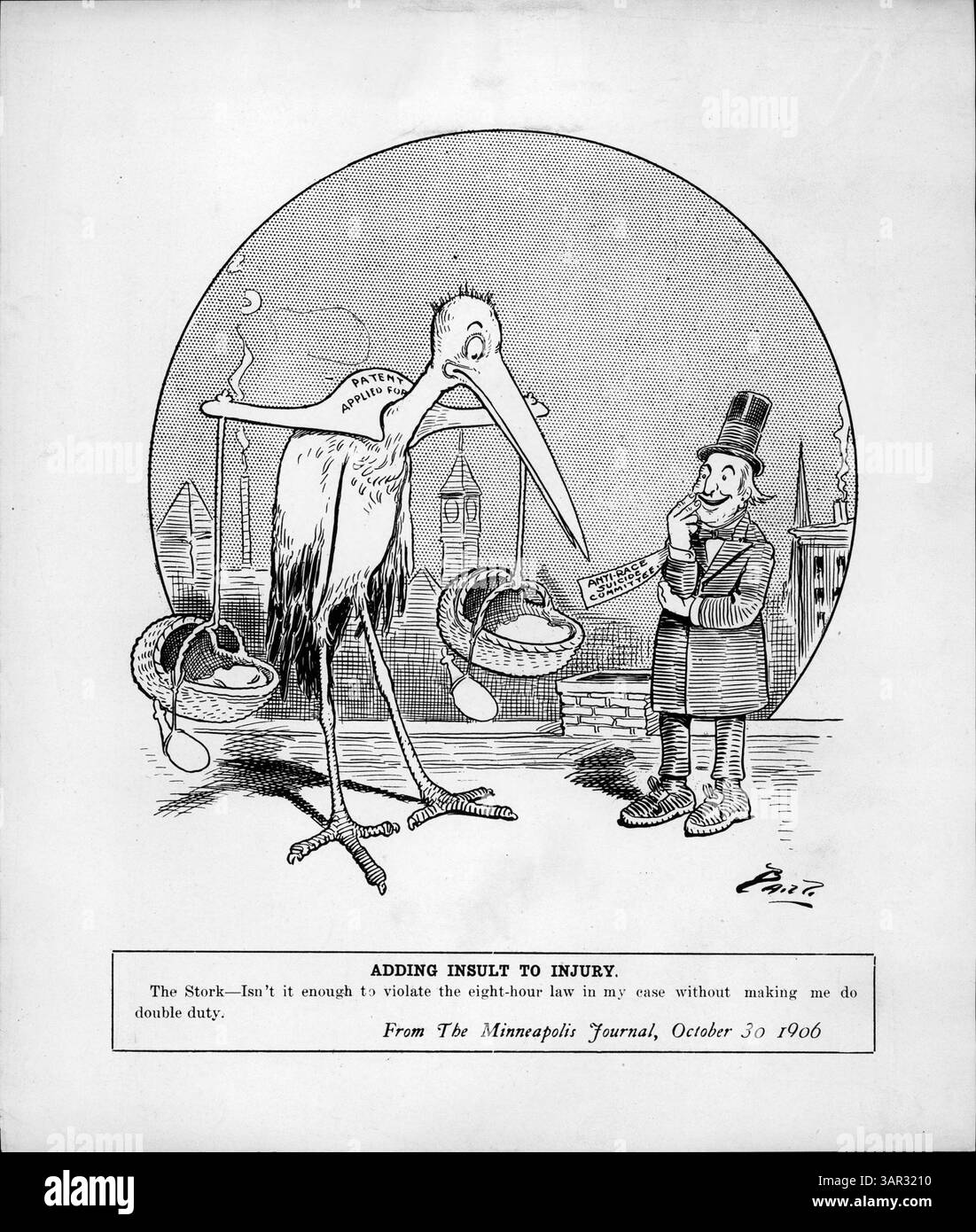 This political cartoon depicts the Anti-Race Suicide Committee ...