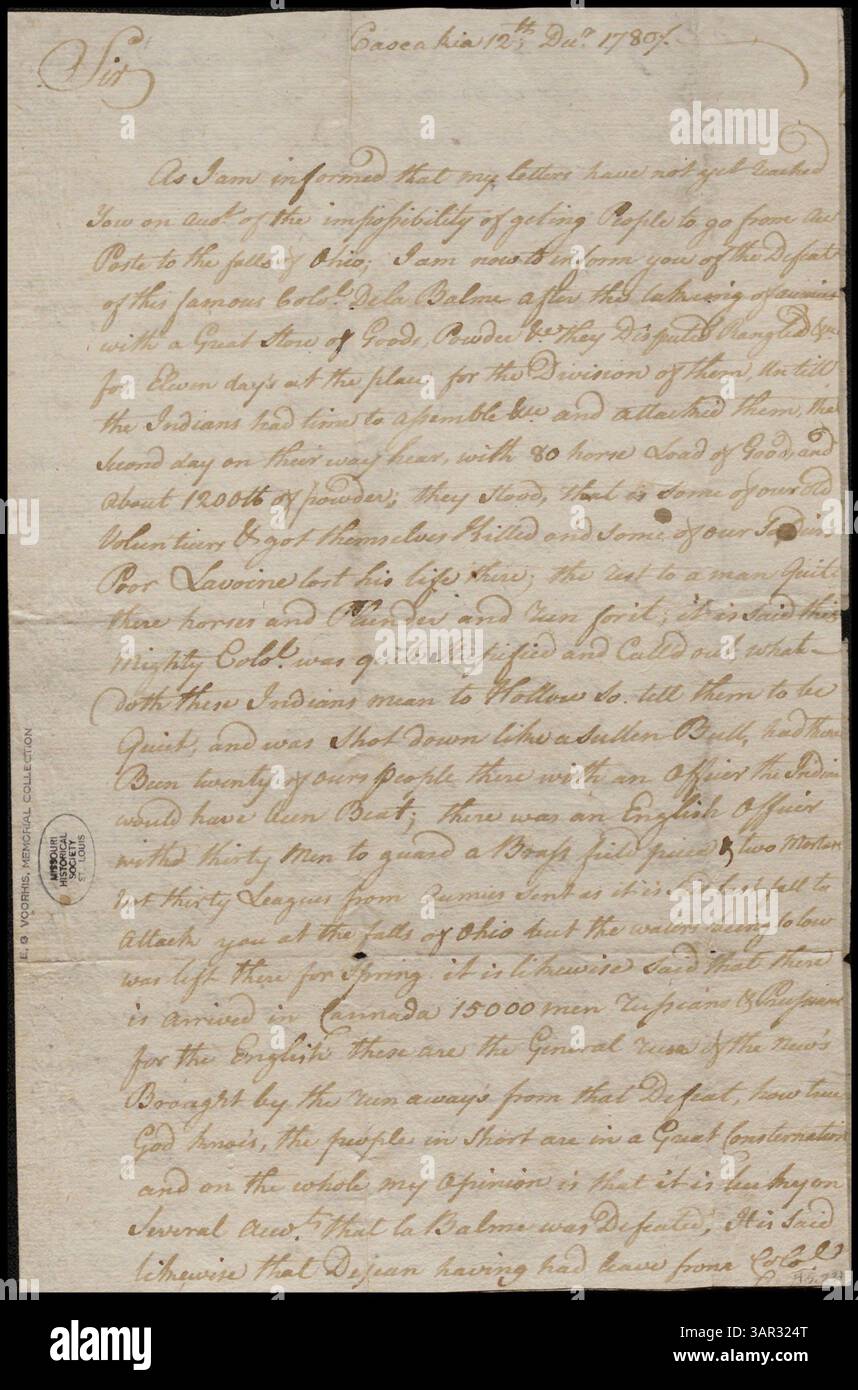 Letter dated December 12, 1780, from R. McCarty to George Rogers Clark ...