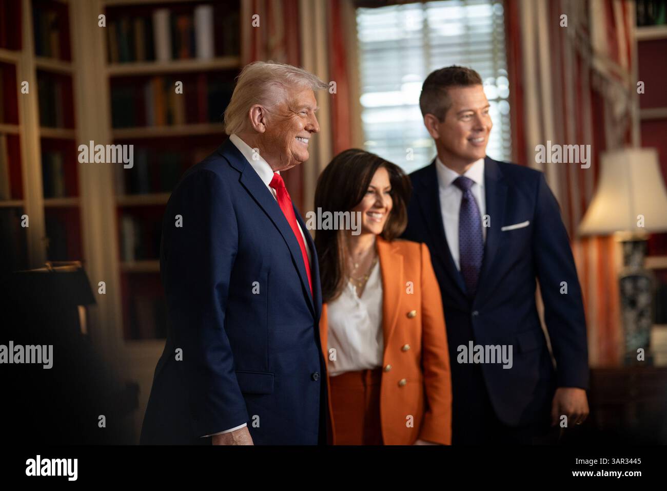 President Donald Trump sits for an interview with Fox News journalist ...