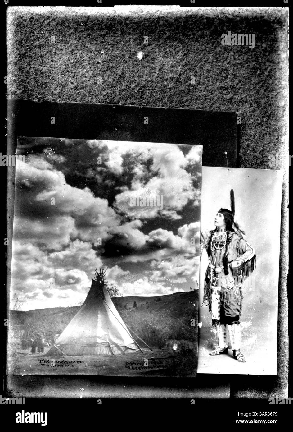 This photograph shows two images: one of a tipi and the other of a ...