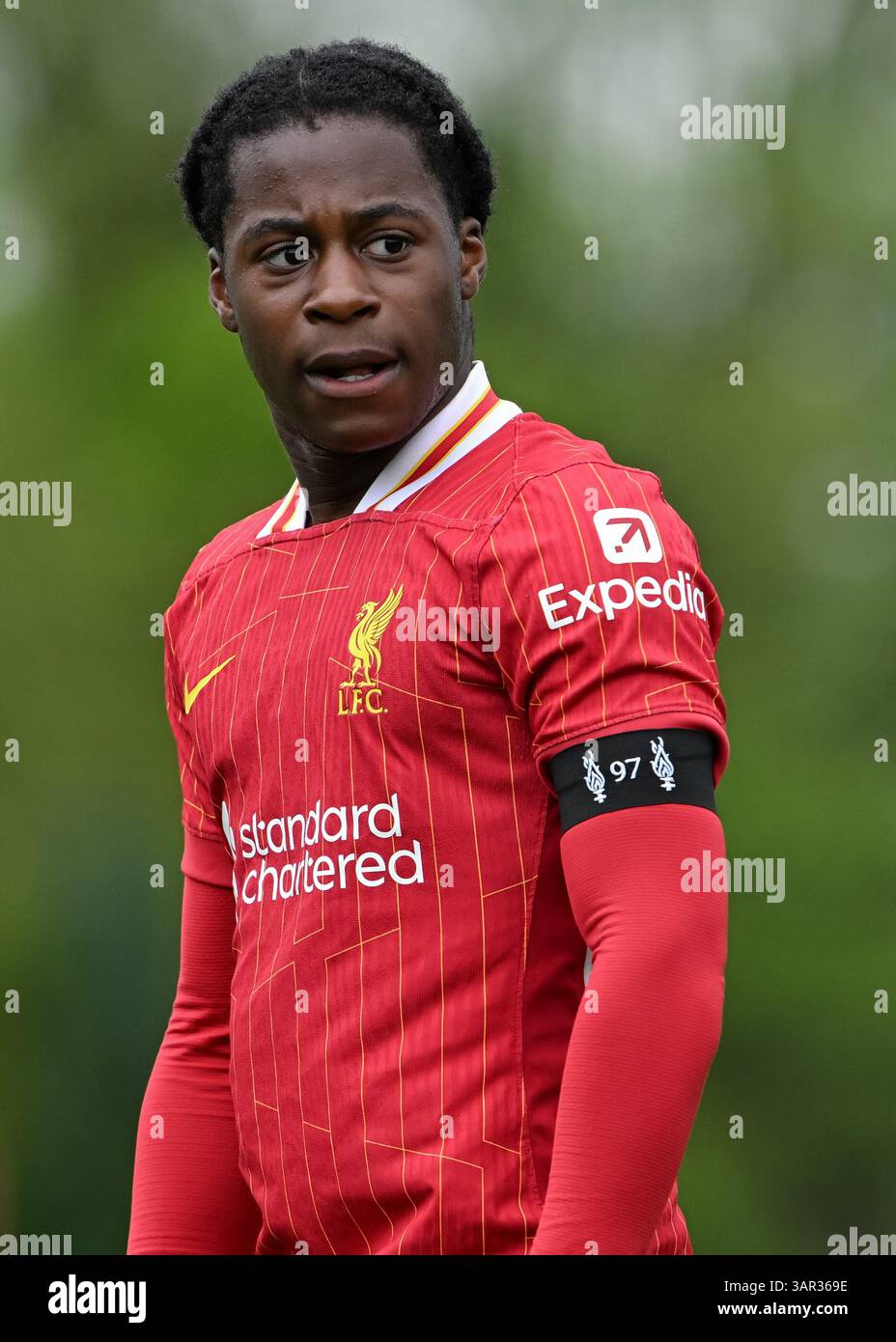 Liverpool, UK. 16th Apr, 2025. Scofield Lonmeni of Liverpool during the ...