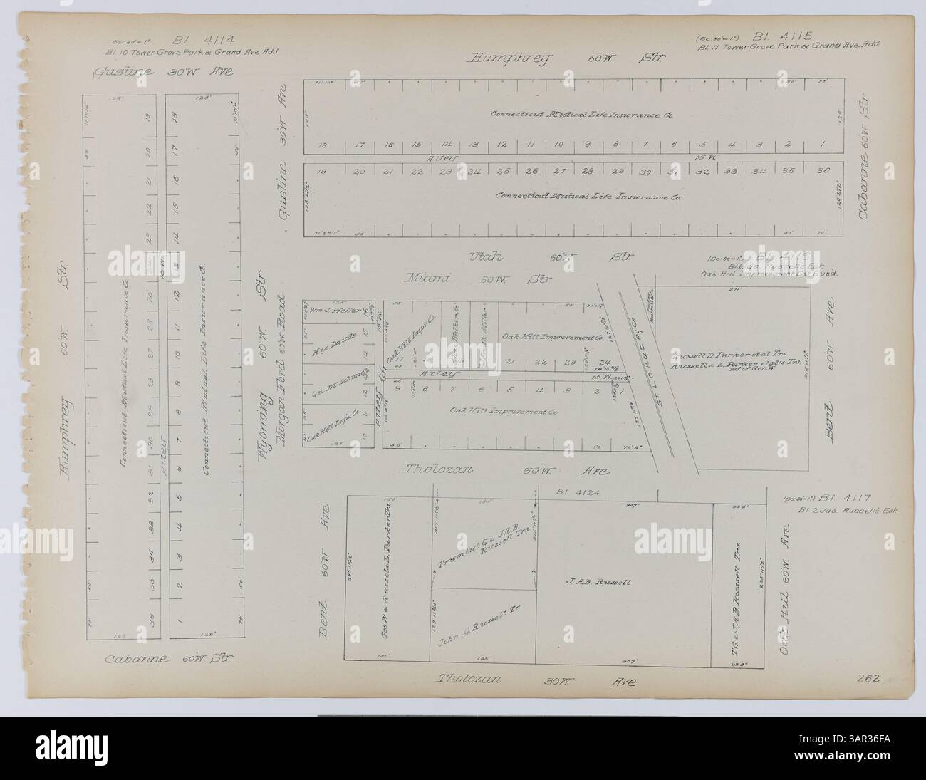 This map, from the period of 1888-1892, details city blocks 4114, 4115 ...
