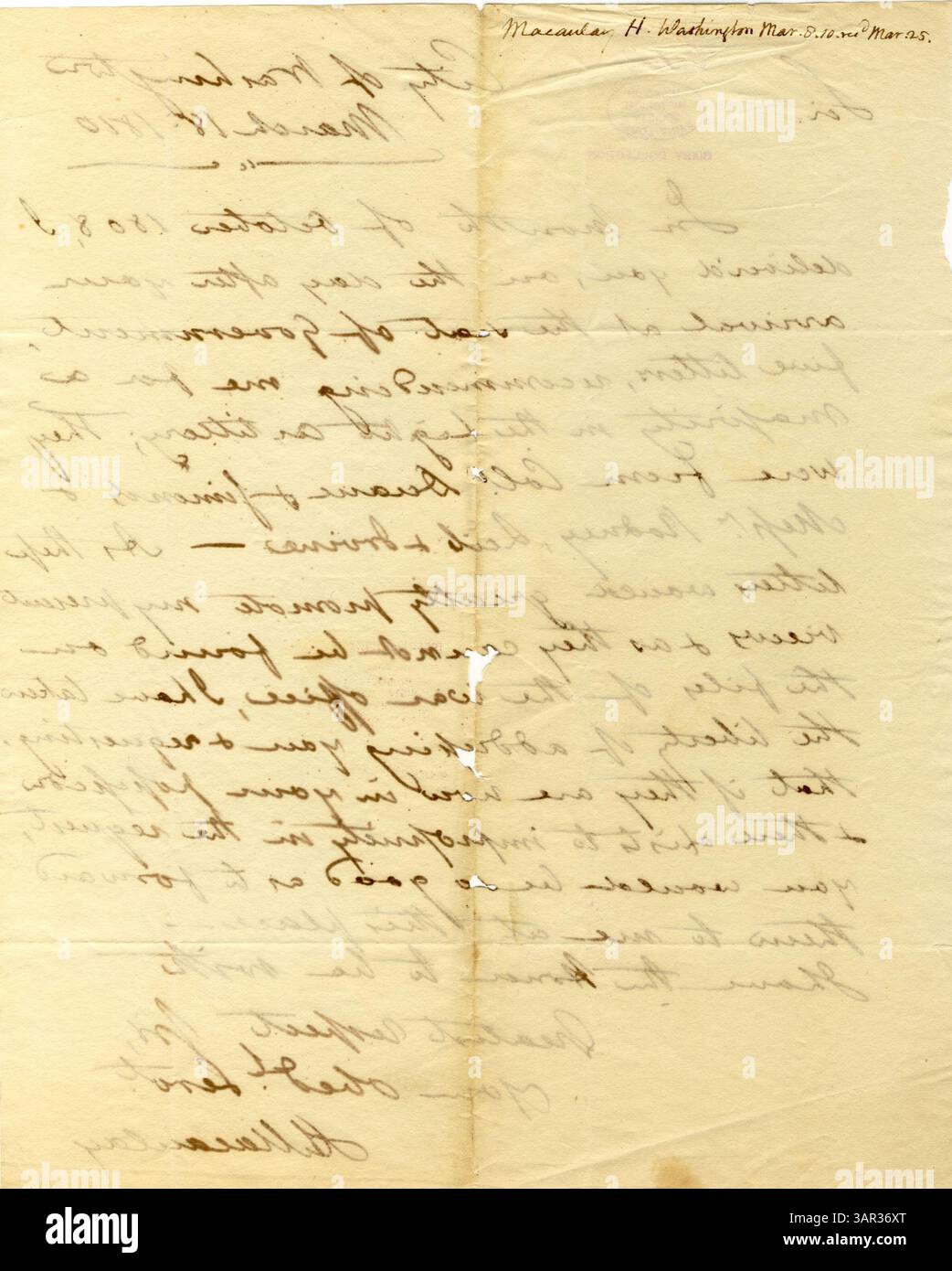 A letter from H. Macaulay to Thomas Jefferson, asking if specific ...