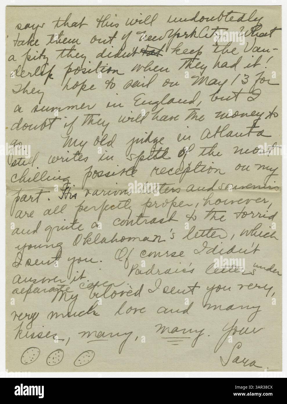 In this letter dated April 9, 1920, Sara writes from Santa Barbara to ...