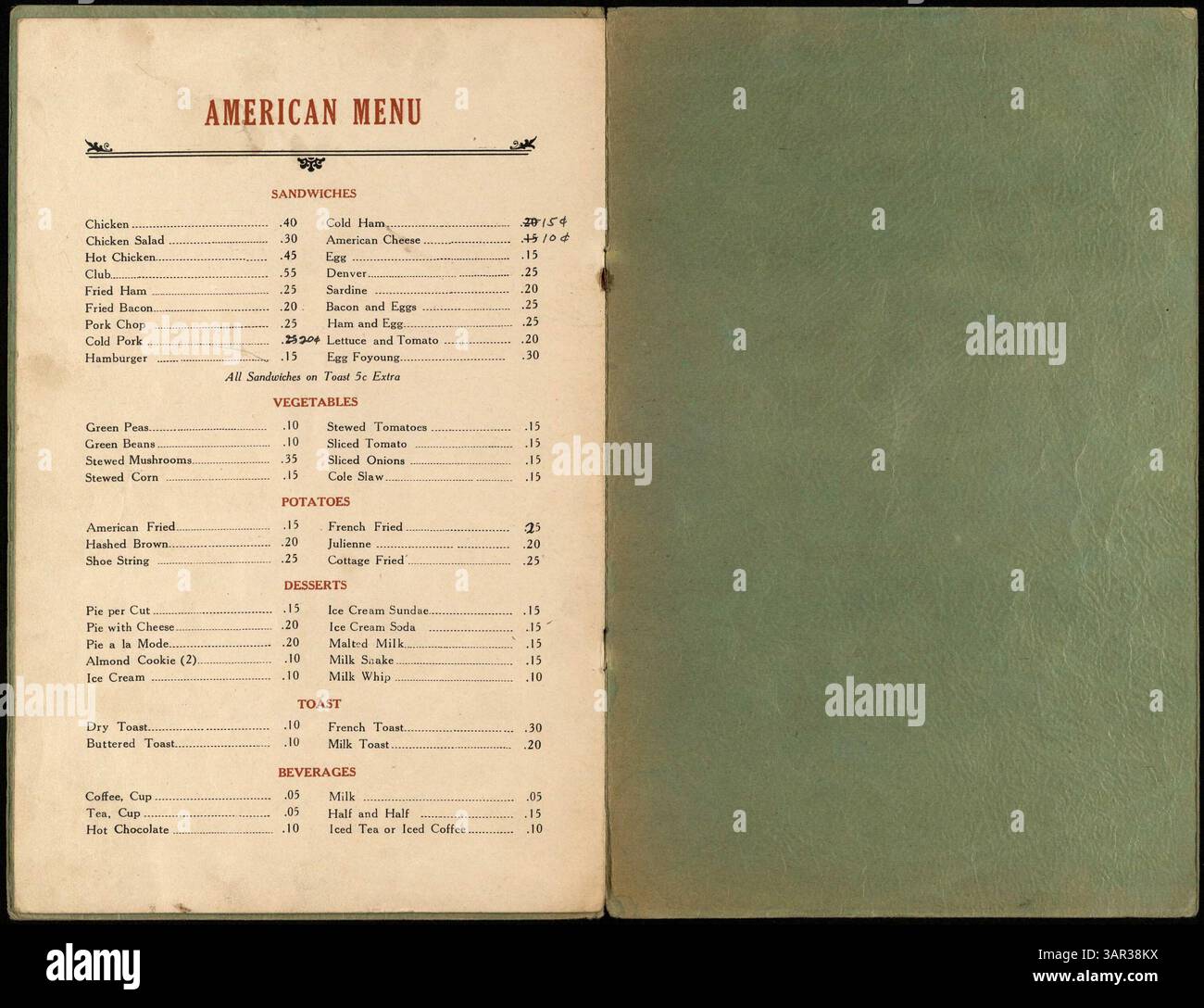 This Moy Cafe menu features a selection of Chinese and American dishes ...