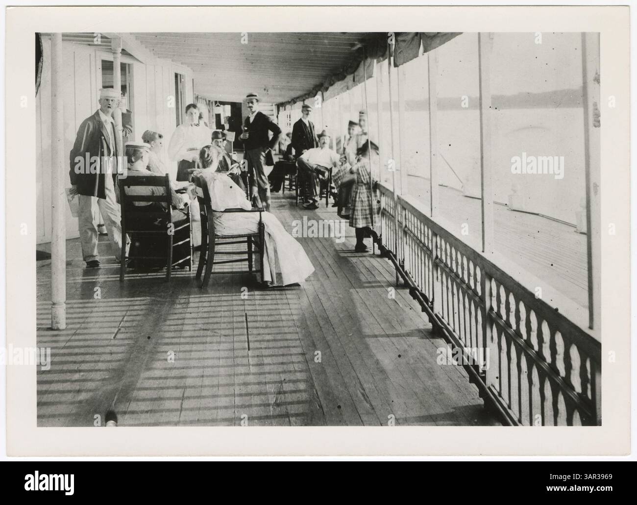 Black and white photograph showing passengers aboard the steamer City ...