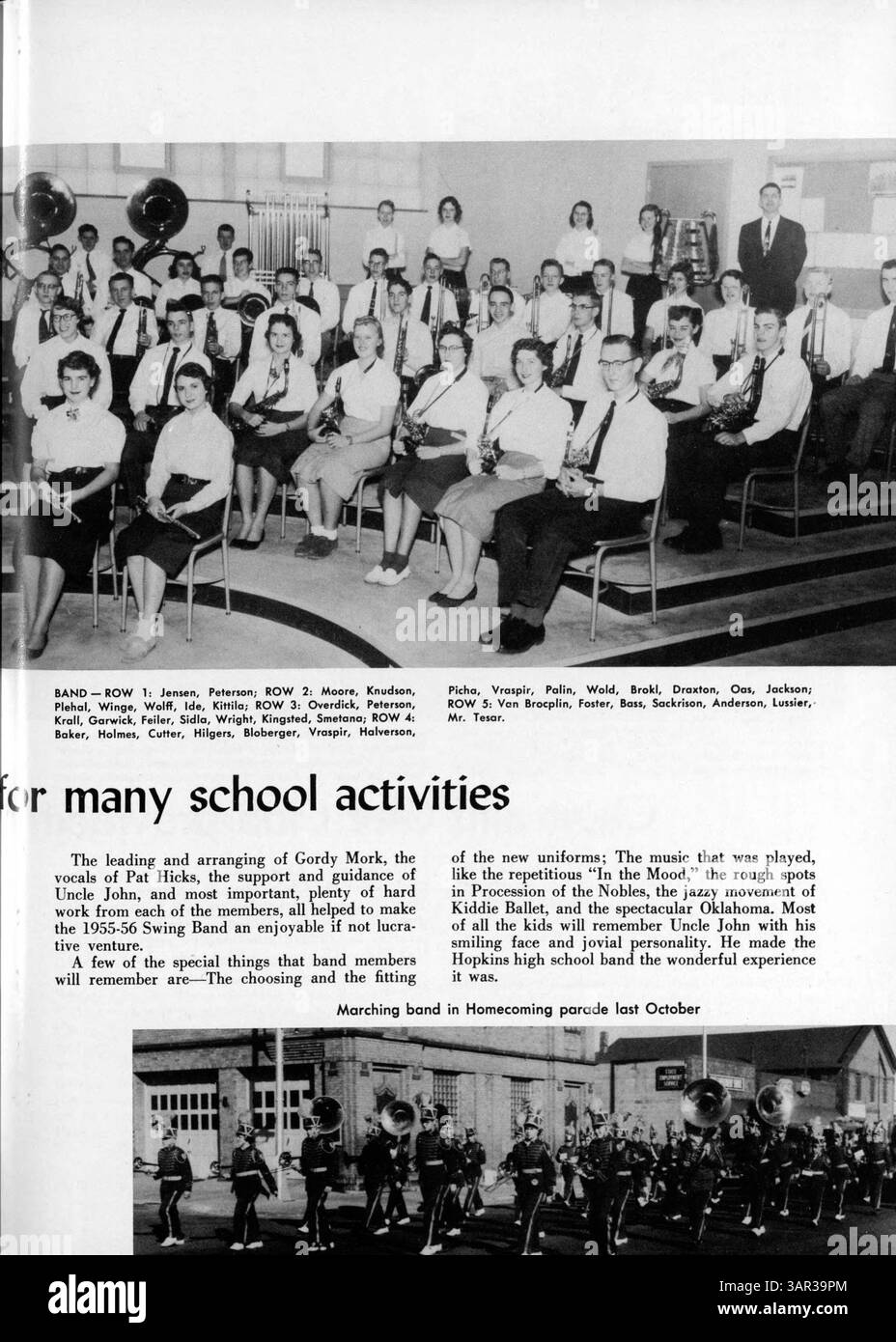 The 1956 'Warrior' yearbook from Hopkins High School documents the ...