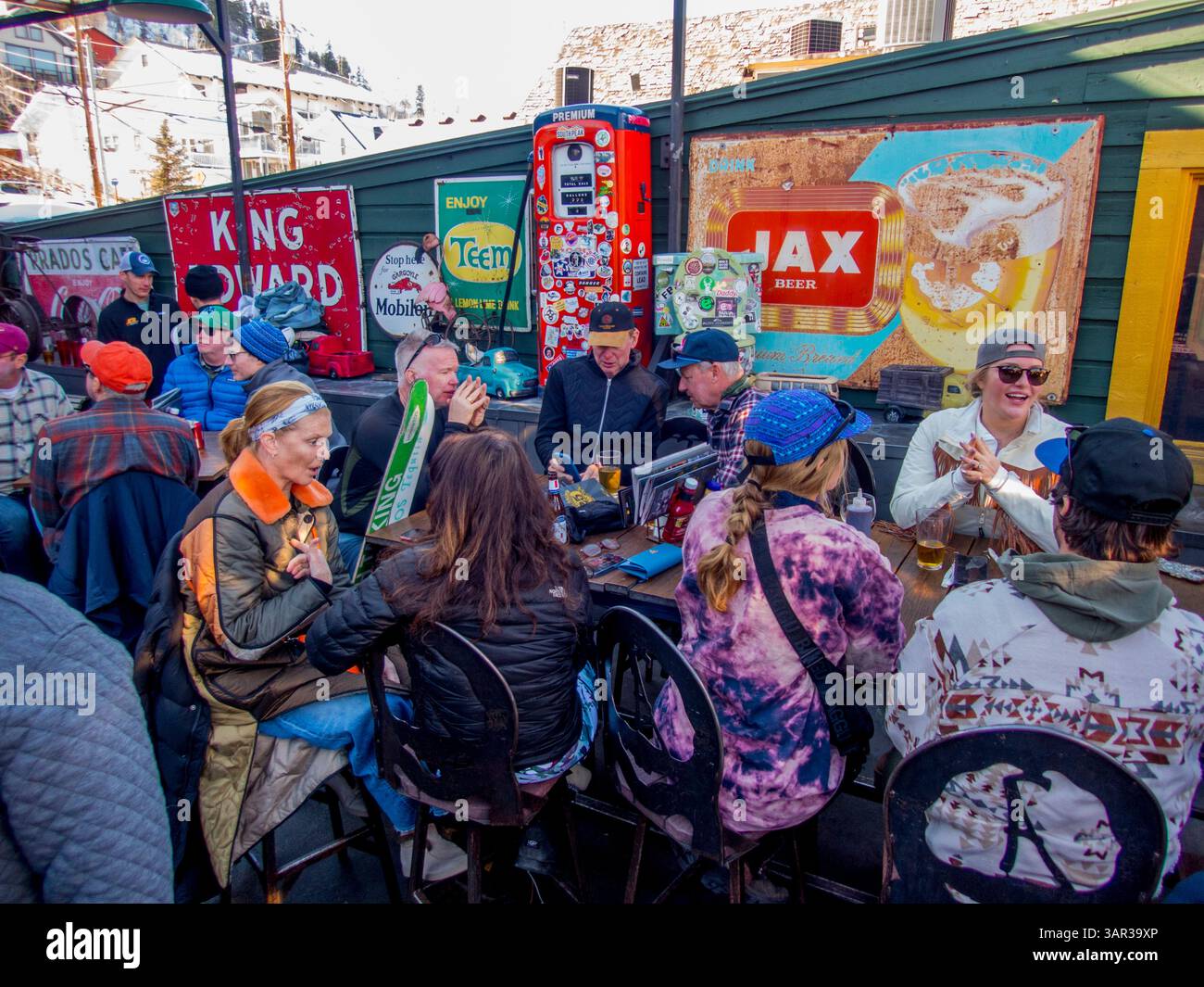 People enjoying the rooftop deck at the No Name Saloon & Annex Burger ...
