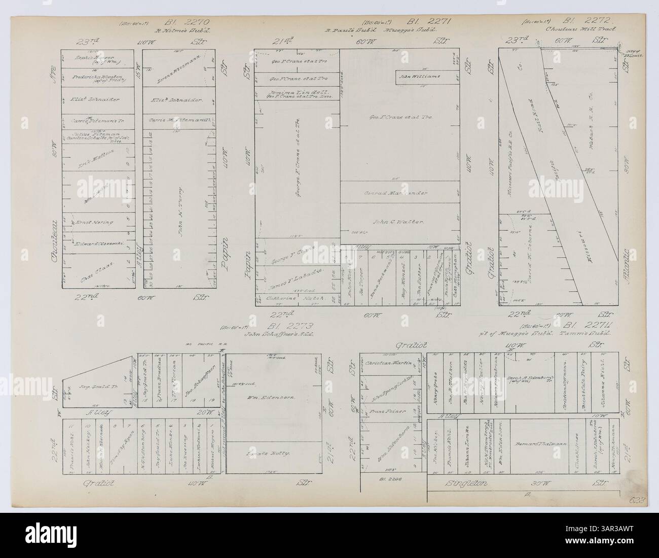 This document contains a survey of city blocks in St. Louis from 1888 ...