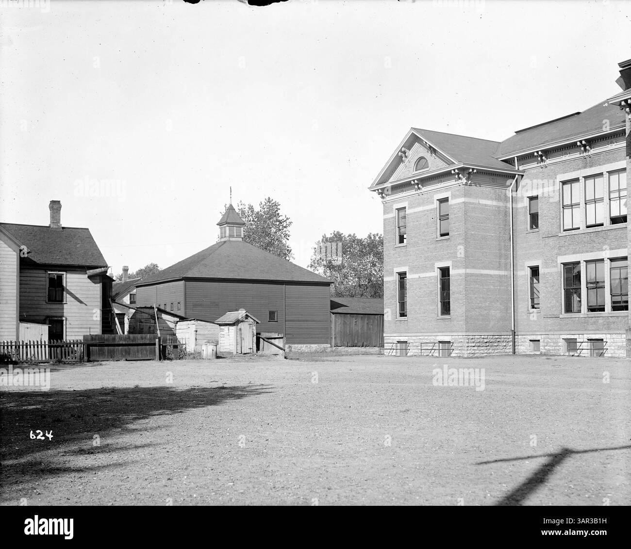 Exterior view of the Clay School outbuildings, showing the structure ...