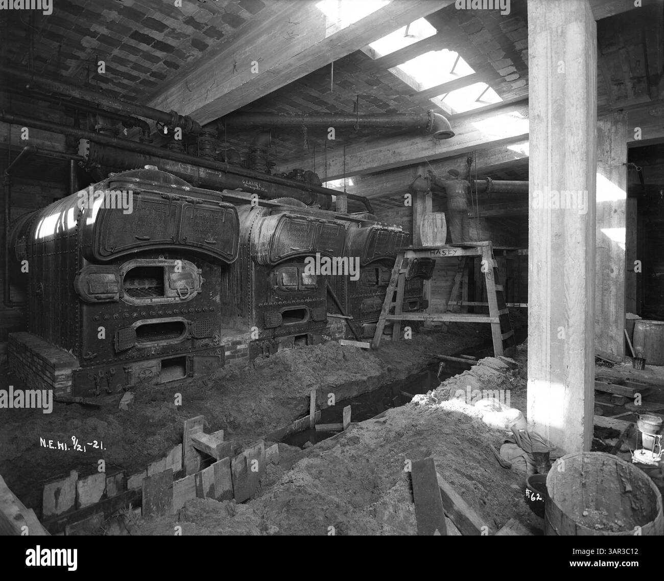 The construction of the boiler room at Edison High School, which was ...