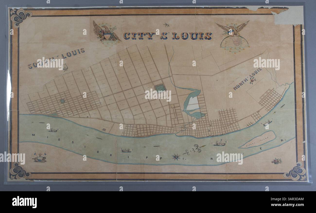 The Morton Map of St. Louis shows the layout of south and north St ...